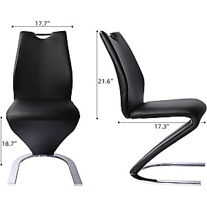 Zerifevni Modern Dining Chairs Set of 2, PU Leather Comfy Upholstered Seat with Steel Legs, Dining Room/Living Room/Desk Room Original Chair (Black)