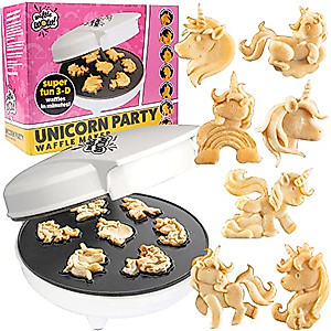 Unicorn Mini Waffle Maker- Creates 7 Different Unicorn Animal Shaped Waffles in Minutes- A Fun and Cool Magical Breakfast for Kids & Adults - Electric Non-Stick Waffler Iron, Fun Gift for Girls