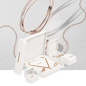 Woodten White PU Leather Bracelet Gift Box Jewelry Bracelet Bangle Packaging Case Box