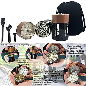 Herb Grinder Spice grinder,Battery-Shaped Spice Grinder, Strong Magnetic Lock, Durable Stainless Steel, 2.4in Cute Grinder