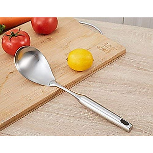 TBWHL Dinner Spoon Serving Spoon, 304 Stainless Steel 12.5 Inch Premium Brushed Stainless Steel Large Serving Spoon Kitchen Tool with Good Grip Ergonomic Handle, Silver