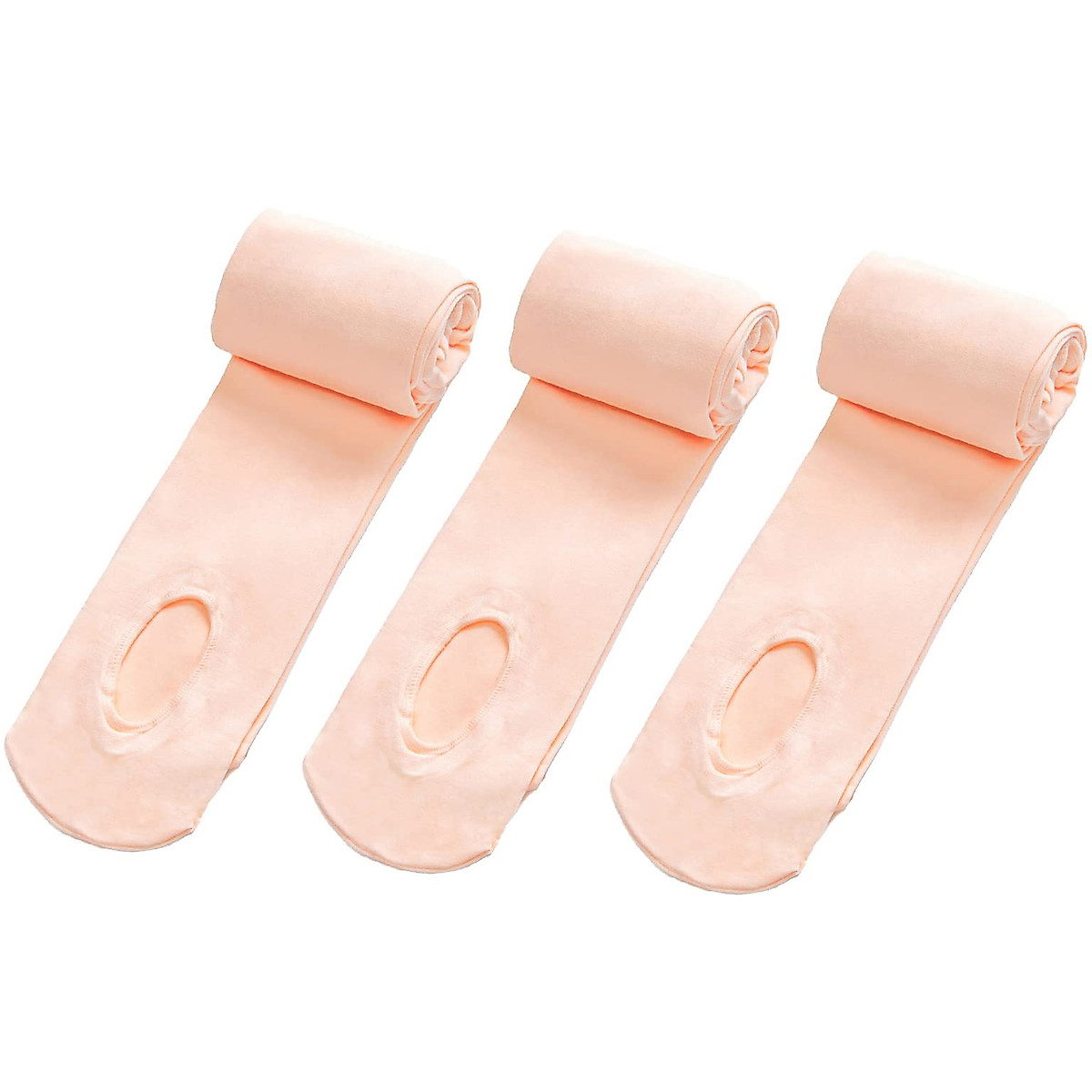 MdnMd 3 Pack Women's Dance Tights Ballet Ultra Soft Transition Footless Dancer Tight Stocking for Girls (Ballet Pink, Child Age 11-14)