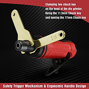 WORKPRO 1/4-Inch Pneumatic Straight Die Grinder, 25000RPM, Air-Powered Die Grinder for Grinding, Cutting, Polishing, Welding Repair, Deburring, 1/4" & 1/8" Collets Included