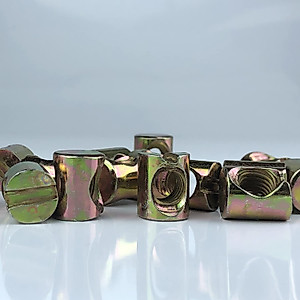 10 PCS Metric M8 Barrel Nuts Cross Dowels Slotted Nuts Baby Bed Crib Screws Hardware Replacement Kit for Bunk Bed Beds Headboards Chairs Furniture M8x12mmx15mm Color zinc