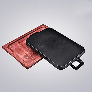 SZTNKSKJ Steak plate sizzle platter cast iron cast iron bakeware cast iron square pan cast iron skillets cast iron platter pan for roti (handle)