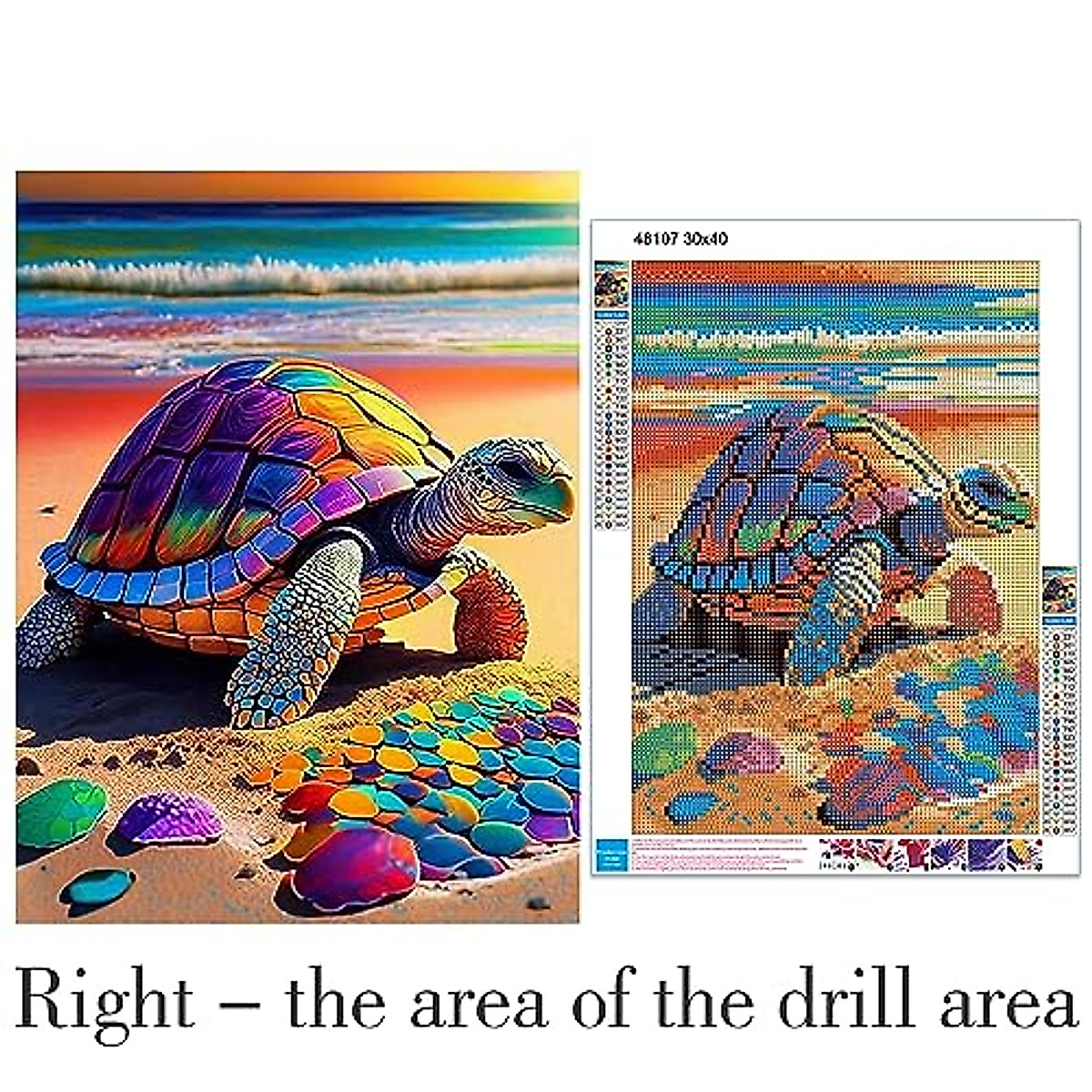 Buewutiry Turtle Diamond Painting Kits for Adults, 5D Diamond Art Kits for Adults, 12x16 Inch DIY Full Drill Diamond Dots Paintings Craft for Home Wall Art Decor