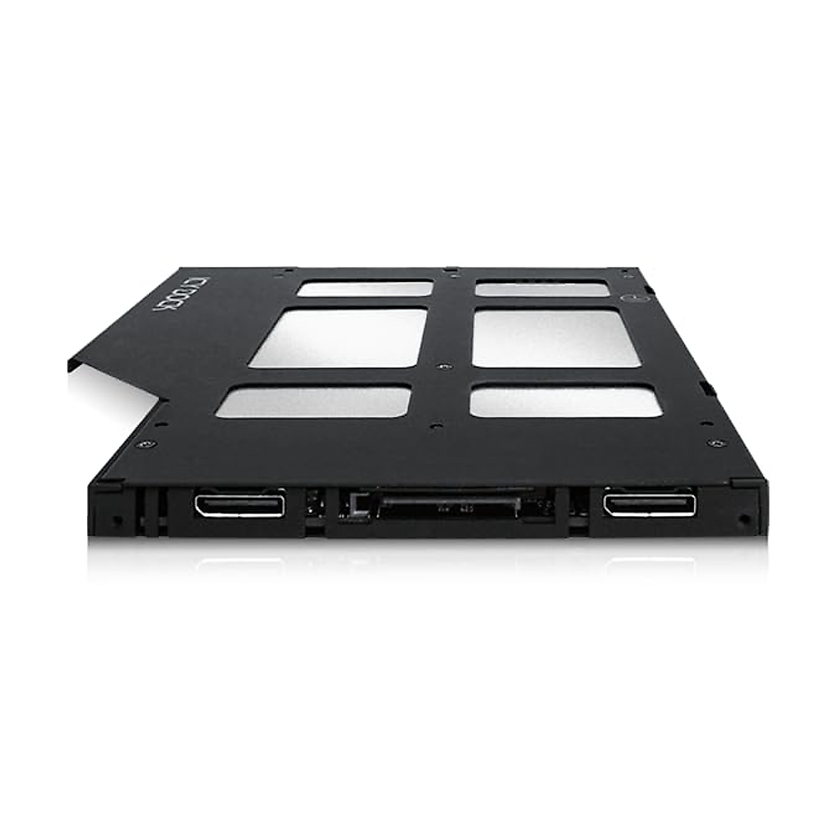 Icy Dock ToughArmor MB852M2PO-B Caddy Rack Mobile, 2X SSD NVMe M.2 Drive Adapter for Odd Ultra Slim (9.5mm) CD/DVD Drive Bay with OCuLink SFF-9402 Connector