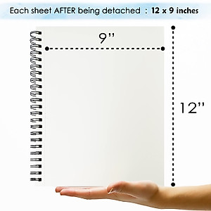 Mixed Media Pad Sketchbook - 2pk of 30 Sheets 9x12" - 60 Total 140lb/300gsm - Smooth Hot Pressed Watercolor Paper - Art Journal Spiral Bound Sketchpad - for Watercolor Paint, Acrylic, Pen, Pencil