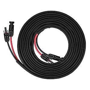 Geosiry Twin Wire Solar Panel Extension Cable - 30Ft 10AWG(6mm²) Solar Extension Cable with Female and Male Connector, Solar Panel Wire Adapter for Home, Shop and RV Solar Panels (10AWG 30FT)