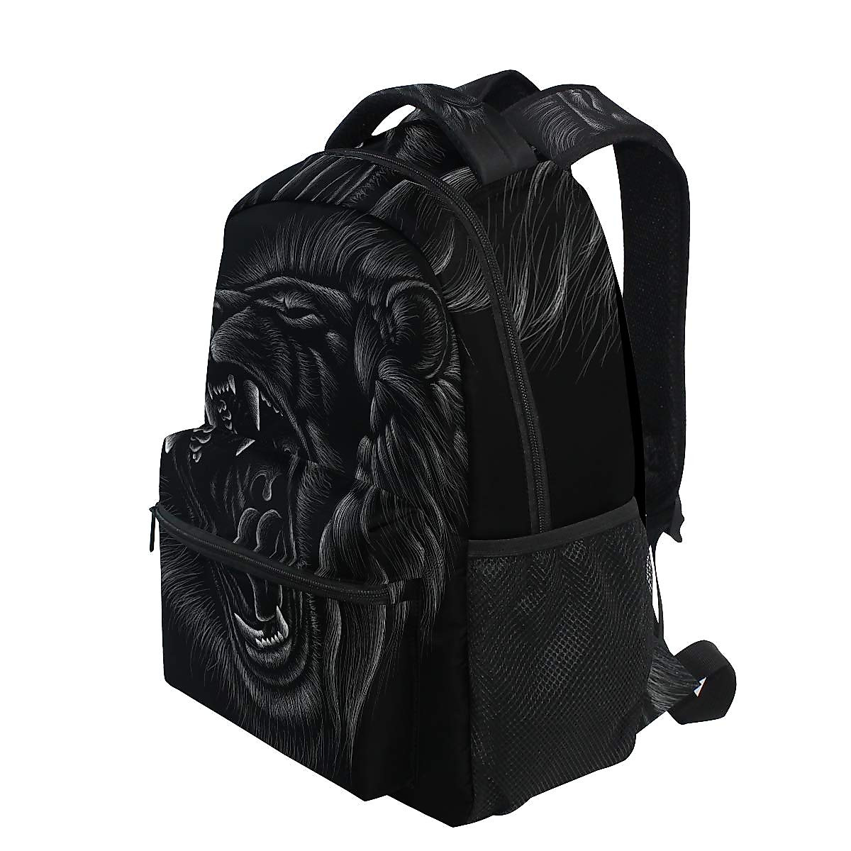 ALAZA Hand Drawn Black Lion Roaring Large Backpack Laptop iPad Tablet Travel School Bag w/Multiple Pockets for Men Women College