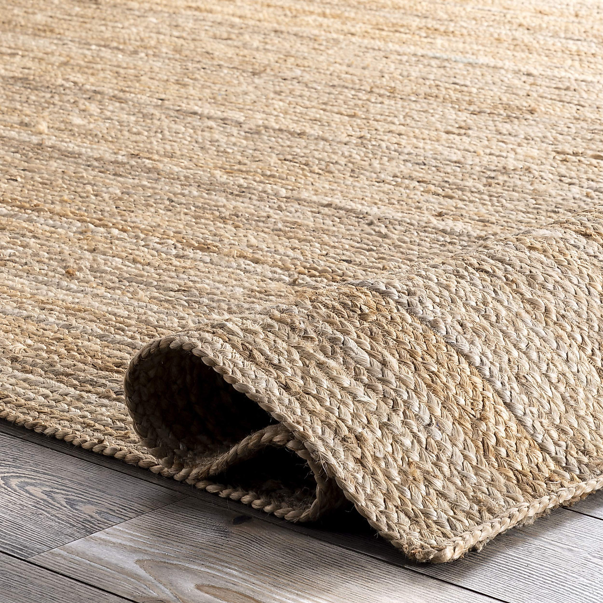 nuLOOM Rigo Hand Woven Farmhouse Jute Area Rug, 4' x 6', Natural