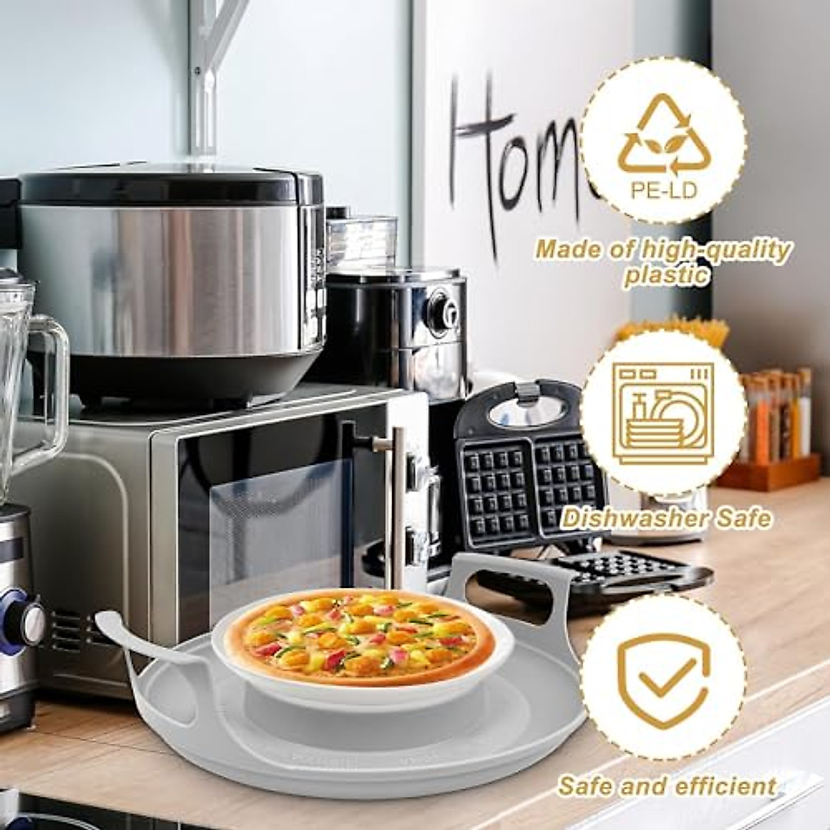 2 Pack Microwave cool plate and spillover caddy with handles. For bowls, plates and microwave meals. BPA free