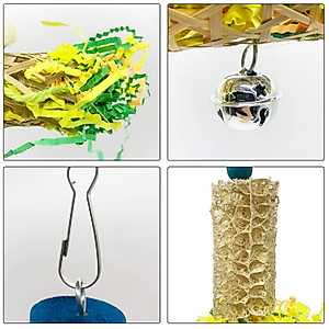 EBaokuup Bird Parrots Shredding Toys Parakeet Chewing Toys Bird Loofah Toys Parrot Cage Shredder Toys Bird Foraging Hanging Toys Bird Accessories for Parrots Lovebird Cockatiel Conure African Grey