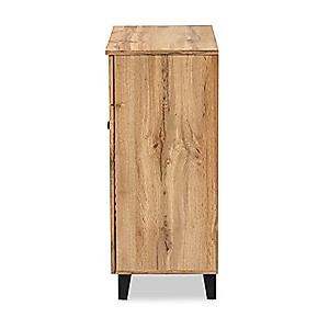 Baxton Studio Coolidge Shoe Cabinet, Oak Brown/Dark Brown