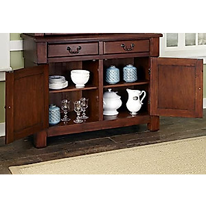 Homestyles Aspen Buffet with Storage and Felt Lined Drawers, 48 Inches Wide by 36 Inches High, Rustic Cherry