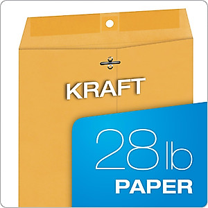 Quality Park 9 x 12 Clasp Envelopes with Deeply Gummed Flaps, Great for Filing, Storing or Mailing Documents, 28 lb Brown Kraft, 100 per Box (QUA37890)