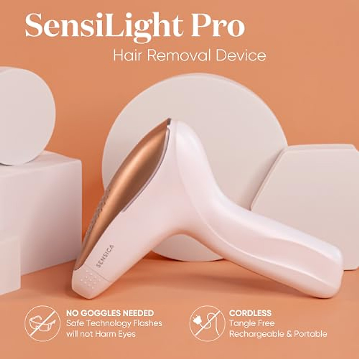 Sensica Cordless SensiLight PRO Rechargeable RPL Hair Removal Device - Permanent IPL for Women and Men - Painless Unlimited Flashes Wireless at Home. Body & Facial Hair Remover - XL Window 1.4x0.5