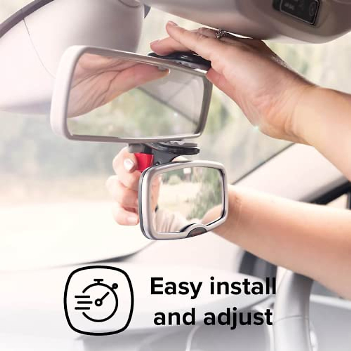 Diono See Me Too Rear View Forward Facing Baby Mirror for Car, Fully Adjustable Driver Mirror with Wide Crystal Clear View, Shatterproof, Crash Tested