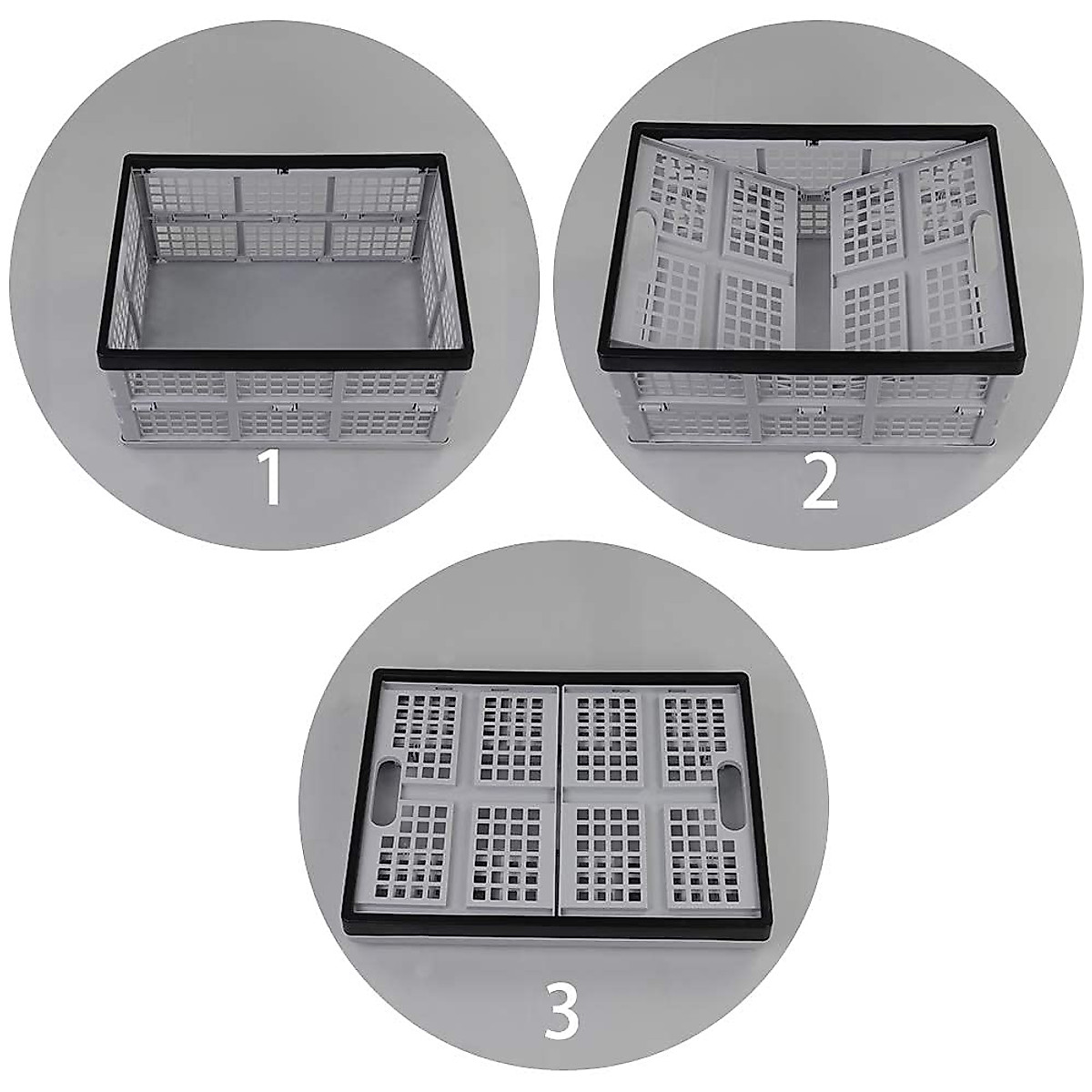 Ucake 34 L Foldable Plastic Collapsible Crate, Stackable Storage Crate, 3 Packs