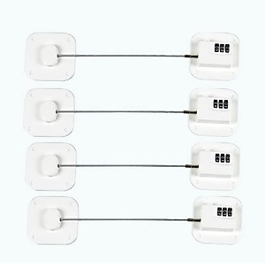 Refrigerator Lock Combination 4 Pack Fridge Locks for Adults Mini Fridge Locks for Kids Refrigerator Adhesive Lock Freezer Door Lock Child Safe Keyless Digital Refrigerator Lock Childproof White