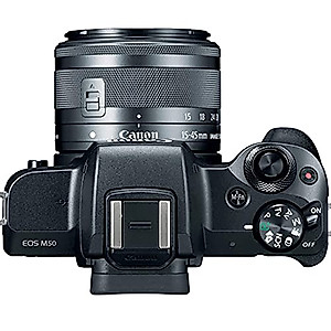 Al's Variety-Canon intl Canon EOS M50 Mirrorless Digital Video Kit with 15-45mm Zoom Lens + Shot-Gun Microphone 6 + LED on Light+ 128GB Card, Gripod, Case, and More (18pc Video Bundle) (Renewed)