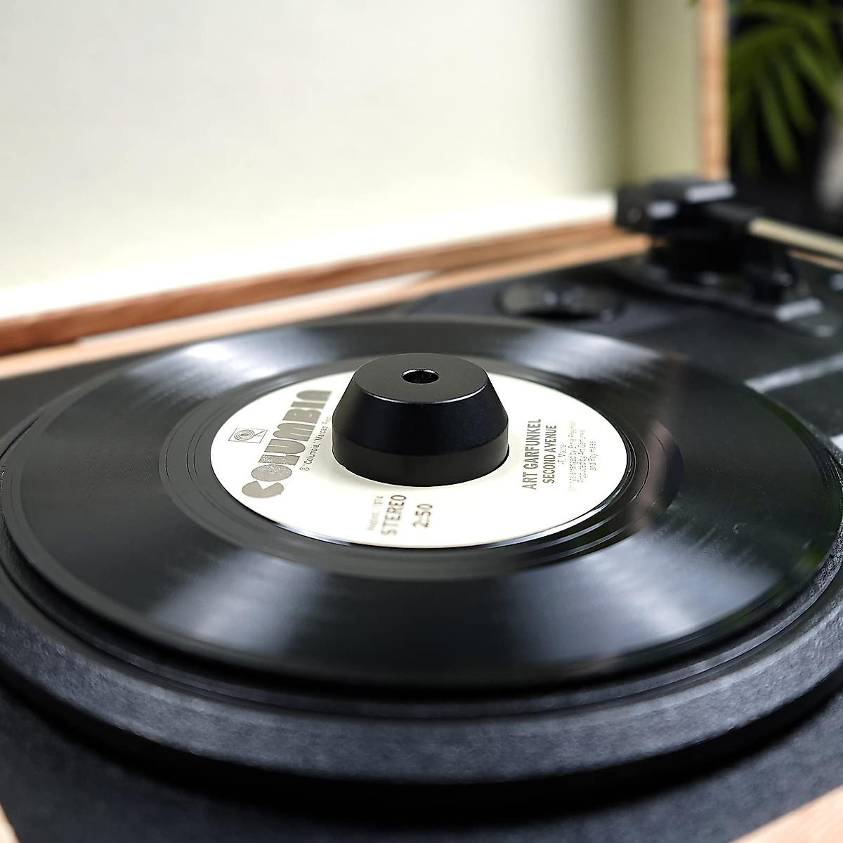 sdroceRyaM 45 RPM Adapter Solid Aluminum 7 Inch Vinyl Record Dome 45 Adapter for Turntables (Black)