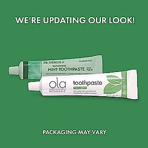 Ola Botanicals Toothpaste (3 Oz.), tulsi-Mint, Plant-derived Ingredients to whiten and Protect, Fluoride Free, Soy Free, Non GMO, Dr. Mercola