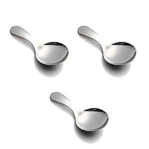 YITAQI Stainless Steel Short Handle Spoons,Small Dessert Cake Sugar Condiment for Kid Children Stirring Spoon Coffeeware Teaspoon Coffee(Silver 3Pcs)