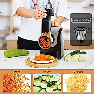 Homdox Salad Maker Electric Slicer Shredder Greater Electric Cheese Grater Salad Maker Machine Carrot Slicer with 5 Stainless Steel Rotary Blades, One-Touch Control