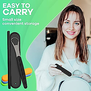 Ansevo Stainless Steel Tongue Scraper, Adult and Kid Tongue Scraper, Oral Tongue Cleaner Scrapers Tool, Portable Reusable Tongue Scraper, Reduce Bad Breath, Fresher Breath in Seconds,Black