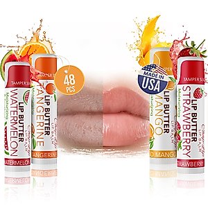 CHAP-LIP Original Lip Balm Hydrating Bulk Chap Stick with Fruit Flavors, Coconut Oil, and Cocoa Butter - Christmas Gift Stocking Stuffers Lip Therapy Pack for Men and Women - Made in the USA, 48 Pack