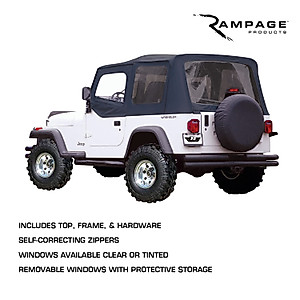 Rampage Complete Soft Top | Vinyl, White with Tinted Windows, includes Frame & Hardware | 98402 | Fits 1966 - 1977 Ford Bronco