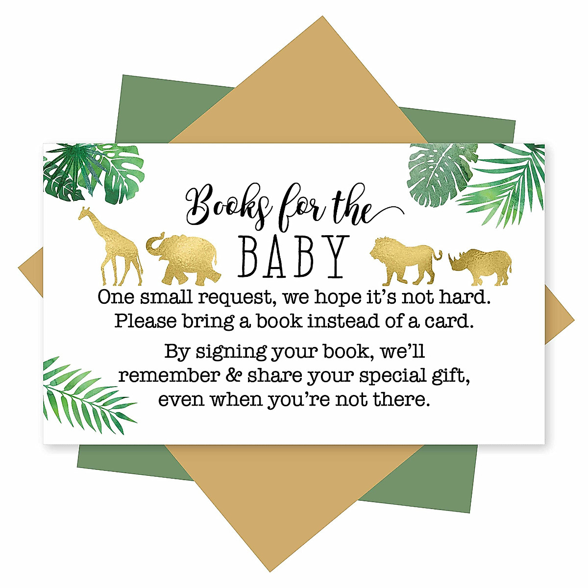 25 Safari Baby Shower Invitations, 25 Books For Baby Shower Request Cards, 25 Baby Shower Diaper Raffle Tickets For Baby Shower Games To Play, Cute Jungle Animal Write in Diaper Raffle Cards