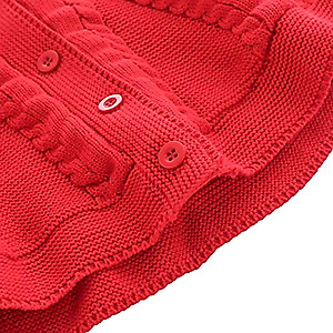famuka Baby Girl Cloaks Warm Knitted Poncho Toddlers Red Cape Cloak (Red, 3-4T)