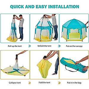 Bend River Baby Playpen with Canopy, Portable Baby Beach Tent, Toddler Play Yard Indoor and Outdoor, Foldable Mosquito Net for Infant