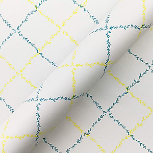 Yifely Shelf Drawer Liner Peel & Stick Furniture Paper Yellow-Blue Grid Cover Old Furnitures Christmas Decor 17.7 Inch by 9.8 Feet