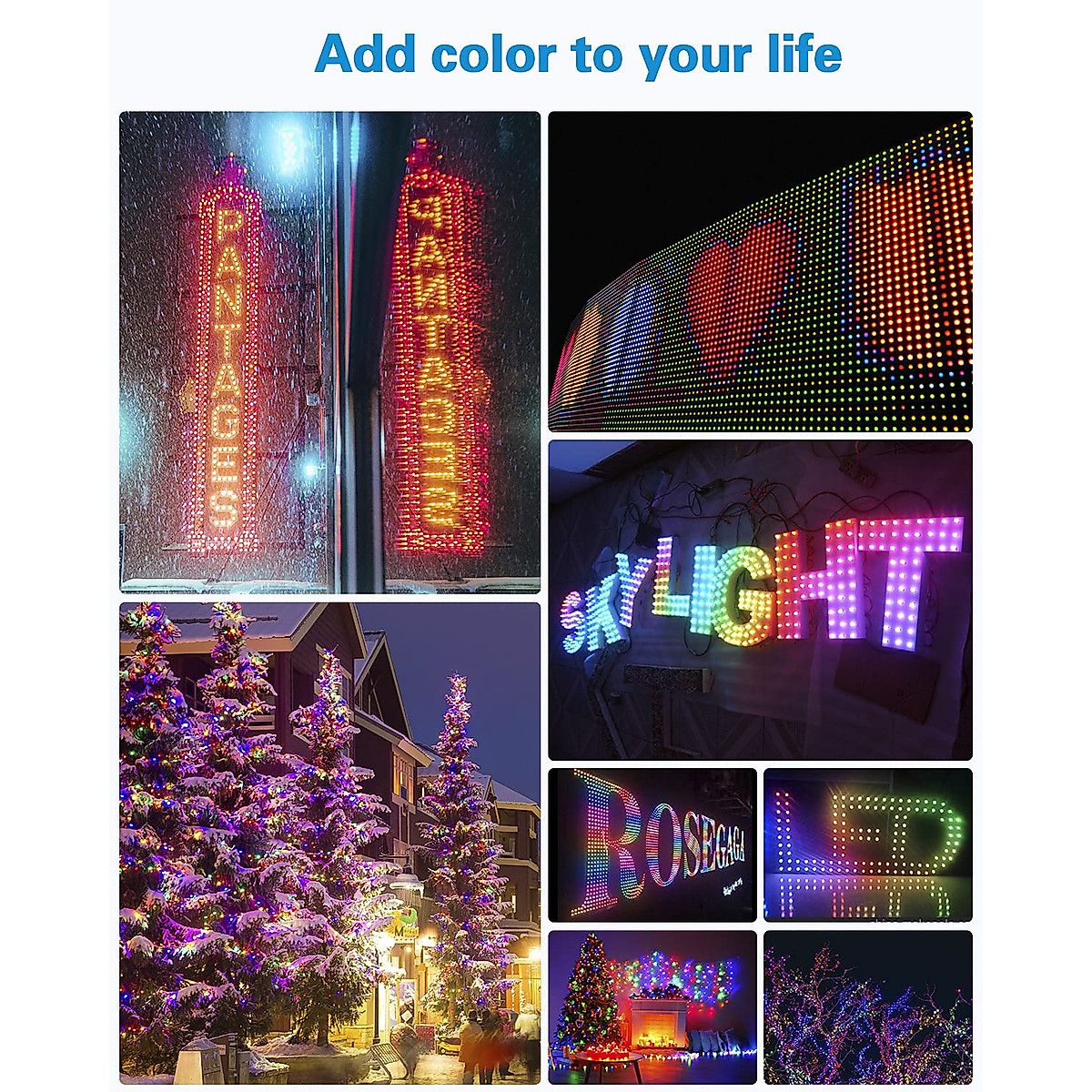ALITOVE 12V WS2811 LED Pixels Addressable RGB Outdoor String Lights 50pcs 12mm Diffused Digital Dream Color Programmable LED Square Module Lights Waterproof IP68 for LED Screen Billboard Holiday