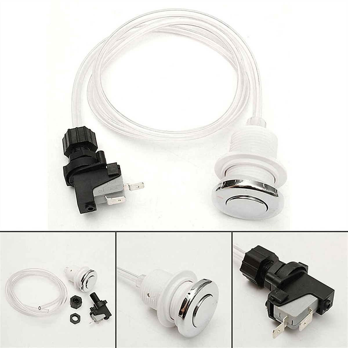 Xinbalove Toilet Tank Button On/Off Push Button Switch Jetted Jet Bath Hot Tub Spa Hose Air Pool 1m Hose Air Pressure Switch Rated at 16amp 125-250V Push Button Toilet Tank Button Replacement