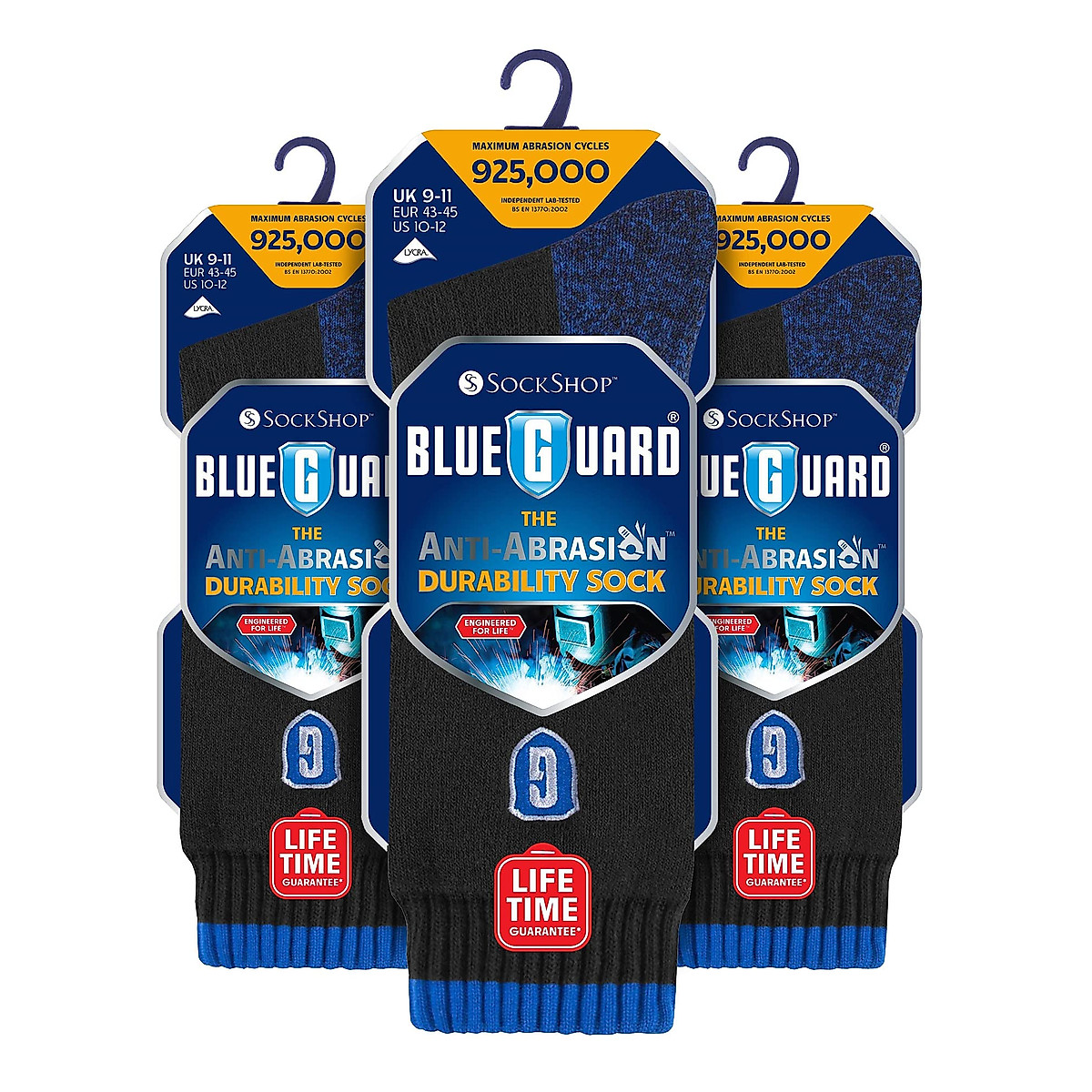 BLUE GUARD Blueguard - 3 Pack Mens Heavy Duty Cotton Durable Work Socks with Arch Support (13-15, Black)