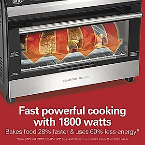 Hamilton Beach Air Fryer Countertop Toaster Oven, Includes Bake, Broil, and Toast, Fits 12” Pizza, 1800 Watts, 10 Cooking Modes + Digital Controls, Black & Stainless Steel