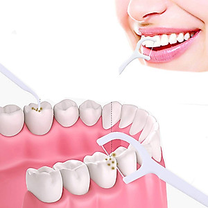 120Pcs/6 Packs Disposable Dental Floss Picks Teeth Flossers Toothpicks Stick Oral Care Tools for Teeth Cleaning, White