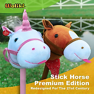 WALIKI Stick Horse Toy for Boys and Girls | Fun Cowboy & Cowgirl Pretend Play | Cool Toys for Kids Ages 3 4 5 6 | Birthday Gift for Active Toddlers (Brown)
