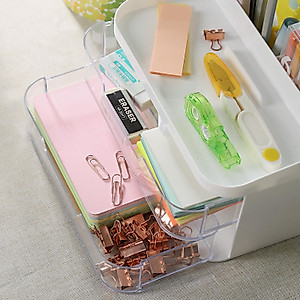 DOCMON Desk Organizer with 2 Drawers, Cute Pen Pencil Holder for Desk, Makeup Brush Holder Organizer for Vanity Home Office School