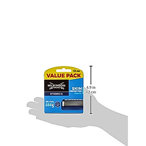 WILKINSON SWORD - Hydro 5 Skin Protection For Men | Hydrating Gel and Precision Trimmer | Pack of 12 Razor Blade Refills