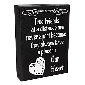 JennyGems Friend Gifts, Friends At a Distance Are Never Apart Wooden Sign, Going Away Gifts for Friends, Wall Hanging and Shelf Decor, Made in USA