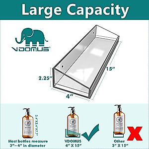 Vdomus Acrylic Bathroom Shelves, Acrylic Shelf Transparent Wall Mounted, No Drilling Extra Thick Acrylic Shower Shelf, Clear Storage Display Shelving, 2 Pack