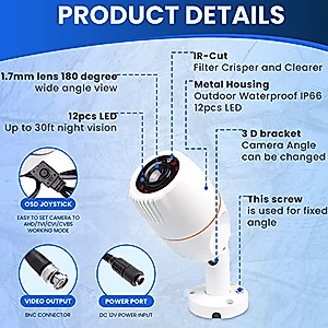 HD 180 Degree Wide Angle View 2.0MP 1080P Mini Bullet Outside Outdoor Coax Coaxial Surveillance Security Camera AHD TVI CVI CVBS with BNC Connector Work for 960H,720P,1080P,5MP,4K Analog CCTV DVR