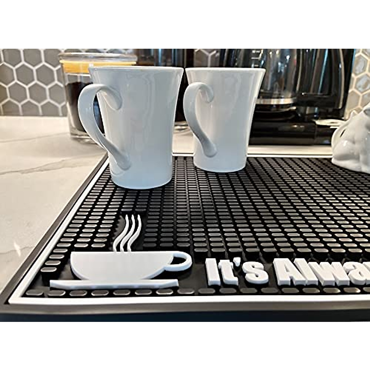 Highball & Chaser Premium Coffee Mat 18in x 12in. 1cm Thick Durable Kitchen Counter-Coffee Bar Accessories Fit Under Coffee Maker Coffee Pot Espresso Machine Mat