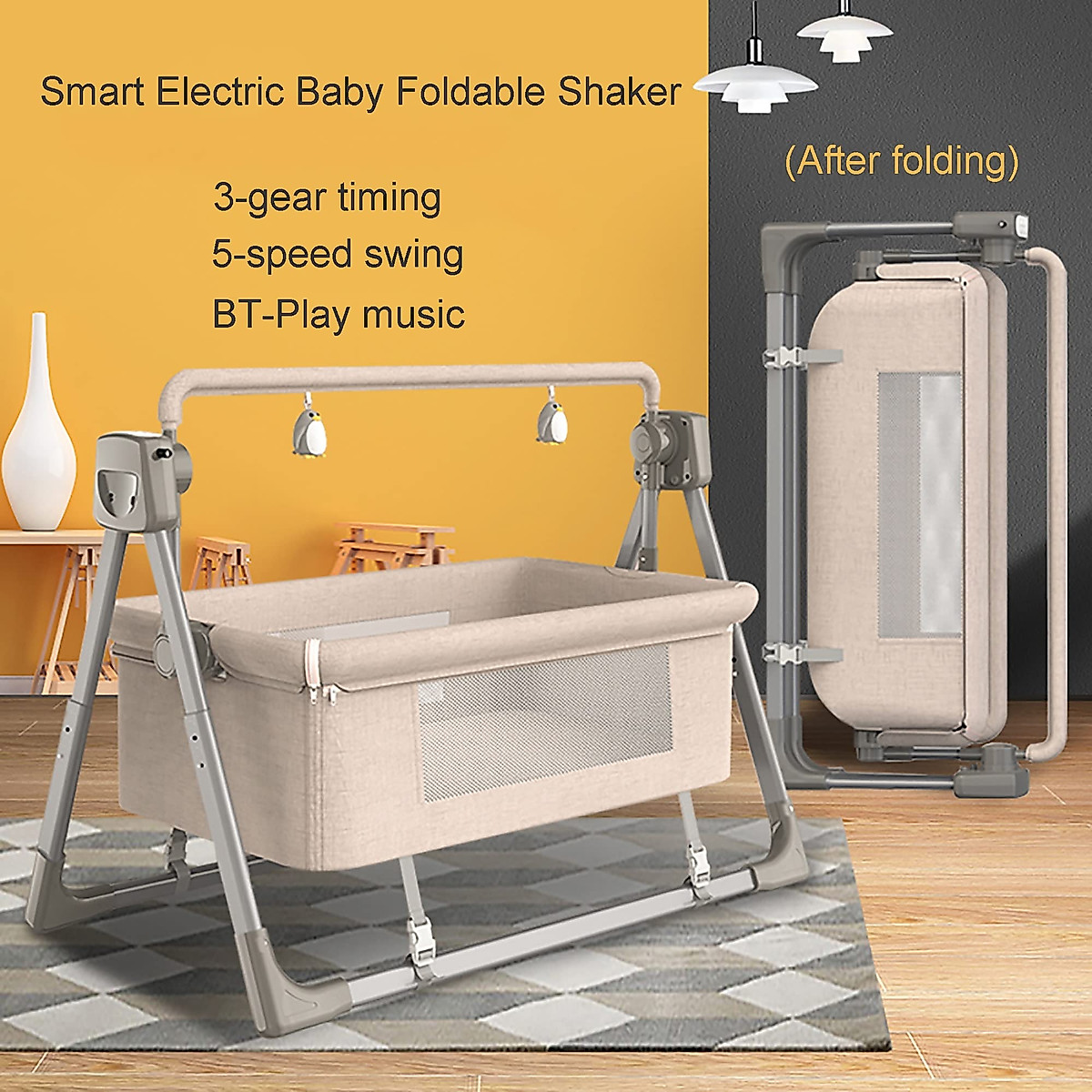 Electric Baby Swing,baby rocker,Rocking Chair Electric Cradle Baby Swing Bed,Adjustable Bedside Cribs,Automatic Rocking Recliner Crib Basket, Baby Safe Bed,Best Baby Bed For Infant Newborn Unisex