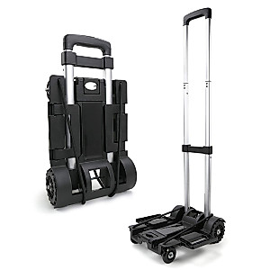 DricRoda Folding Hand Truck, 155lb Heavy Duty 4 Wheels Portable Luggage Cart, Lightweight Aluminum Foldable Carry-on Hand Trucks Dolly for Boxes and Parcels Moving, House or Office, Workshop Use